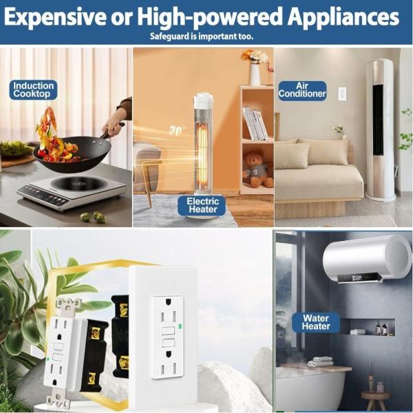 Quality 15A 125V 60Hz GFCI Power Outlet Self Grounding Wall Safe Socket for sale