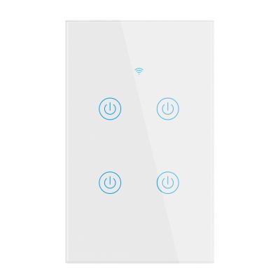 China 10A Smart Wifi Switch Double Control 4 Gang Smart Switch Hands Free 110V-250V AC for sale
