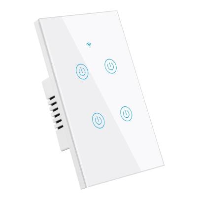 China 10A Smart Wifi Switch Double Control 4 Gang Smart Switch Hands Free 110V-250V AC for sale