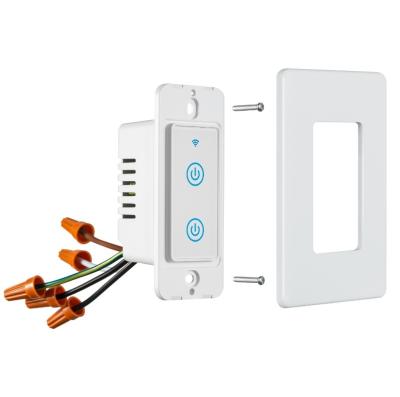 China 110V - 250V Smart Wifi Switch Single Pole Voice Control Switch 600W*2 Max Load Capacity for sale