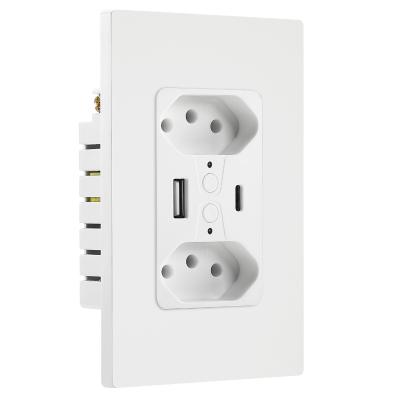 China Annatel Tuya Wifi Socket 110V - 240V Brazilian Wall Outlet With USB And Type C Socket for sale