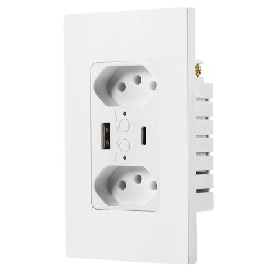 China Annatel Tuya Wifi Socket 110V - 240V Brazilian Wall Outlet With USB And Type C Socket for sale