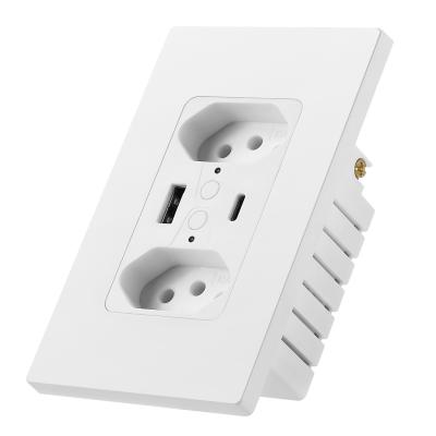 China Annatel Tuya Wifi Socket 110V - 240V Brazilian Wall Outlet With USB And Type C Socket for sale