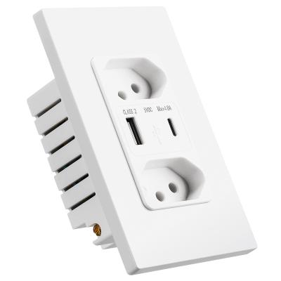 China Standard Grounding Brazilian Power Socket Plastic USB Power Sockets 10A Safe Charging for sale