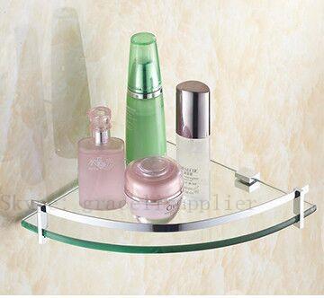 China borosilicate glass Glass Shelving Bathroom single layer corner shelf glass for sale