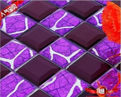China Purple Color square shape mosaic glass for sale