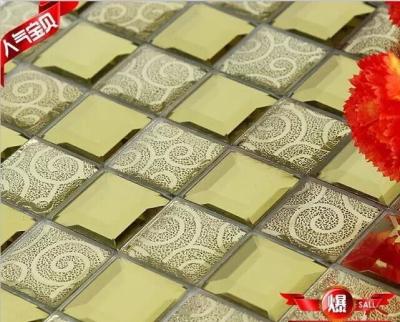 China Yellow color square NEW design beautiful glass mosaic glass for balcony for sale