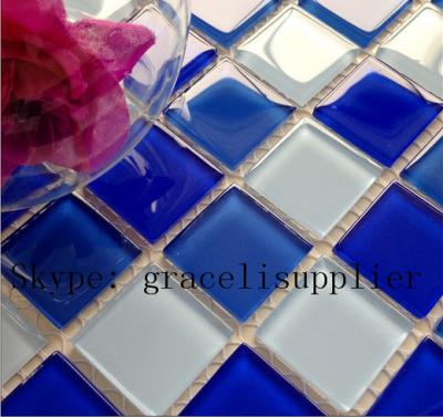 China glazed ceramic mosaics used for swimming pool tile 25x25x4mm for sale