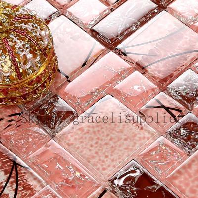 China Self adhesive polishing mosaic custom designs to print red glass tile/red mosaic tile for sale