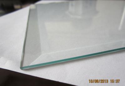 China 10mm 12mm thick toughened clear float glass with beveled polish edge for sale