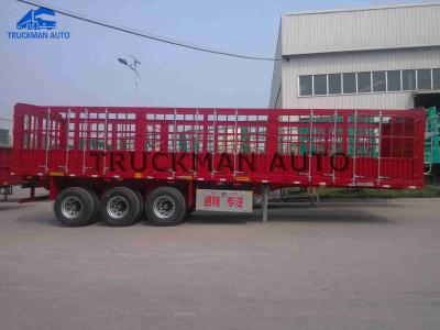 China Op zwaar werk berekende Omheining 3 As Semi Aanhangwagen, Semi Tractoraanhangwagen met Zijwand en Grills Te koop