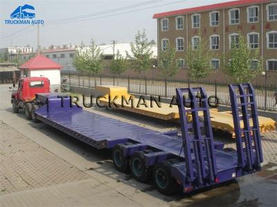 China 3 Linie 6 Achsen-LKW-Anhänger-niedriges Bett, niedriger Bett-Lastwagen, der 100 Tonnen lädt zu verkaufen