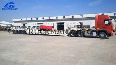 China 120 Ton de Lage van de Bedcontainer Aanhangwagen, Lowbed-Aanhangwagenvrachtwagen met Hydraulische Ladder Te koop