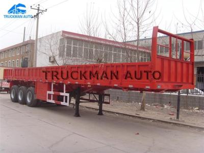 China Remolque plano de la pared lateral del cargo de 3 árboles semi con capacidad de cargamento 50-70 en venta