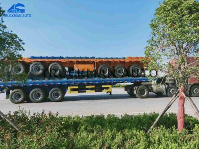 China 40 de“ Flatbed Semi Aanhangwagen van de 3 Assencontainer 50 Ton die Capaciteit met Geleide Lichten laden Te koop