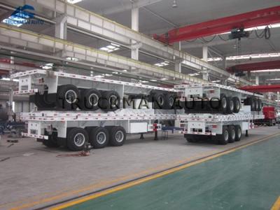 China 40 de“ Flatbed Semi Aanhangwagen van de 3 Assencontainer 50 Ton die Capaciteit met Geleide Lichten laden Te koop
