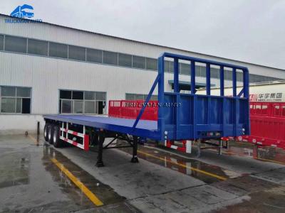 China Bodem 3mm 40 Ton 4 Assen Flatbed Omheining Semi Trailer Te koop