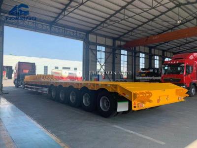 China 5 as 100 Ton Low Bed Semi Trailer voor Op zwaar werk berekende Machines Te koop