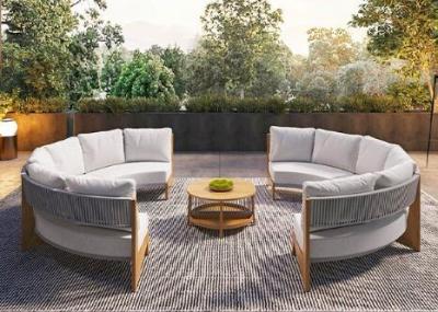 China Rope weaven Teak wood teak sofa set weather resistant round shape for sale