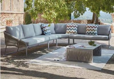 China Rope Modern Luxury Waterproof Sofas Outdoor Rattan Wicker Sofa Set with Cushion for sale