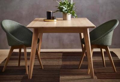 China Square design Patio Teak Wood table 4pcs Chairs Table And Rope Chair for sale