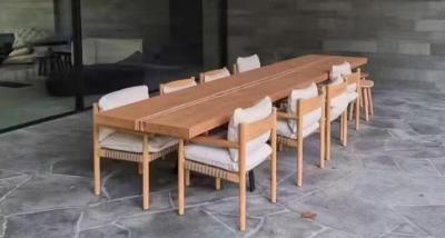China Luxury Modern Style Teak Wood Dining Table 6 Seater Rope Teak Chairs Set for sale