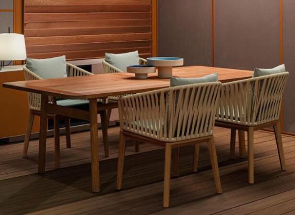 Quality Outdoor dining set with weather resistant rattan rope and durable aluminum frame perfect for garden courtyard and villa for sale