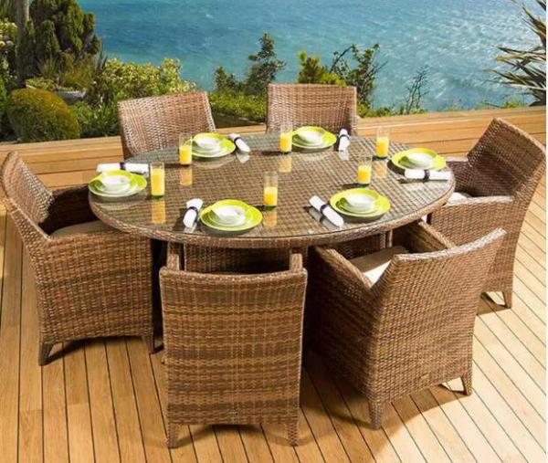 Quality Outdoor round table with weather resistant rattan rope and durable aluminum frame ideal for garden courtyard villa and patio for sale