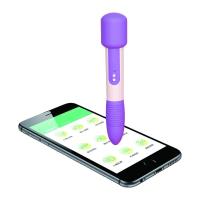 China APP Control Silicone 9 Frequency Double Point Vibration USB Charging Pen Shape Vibrator for sale