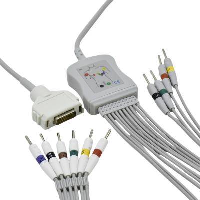 China Compatible FUKUDA  FX-3010 4010 2115 DB15 Integrated ECG Cable Ten Leads American Standard Pin Type 4.7K CE Certified Model for sale