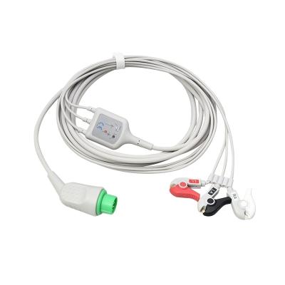 China Compatible with Kangqiang Kontron 7000 12 Pin Integrated ECG Medical Consumables Clip on Monitor ECG Lead Wires for sale