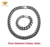 Quality Pure Titanium Denim Chain Cuban Chain Bold and Encrypted Twisted Chain European for sale