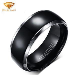 China Fashion Accessories Black Plating Solid Titanium Band High Polished Titanium Ring Jewelry Titanium Wedding Ring Tr1997 for sale