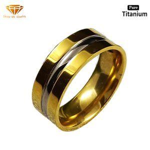 Quality Shineme Jewelry Fashion High Quality Gold Plated Pure Titanium Finger Ring Tr1903 for sale