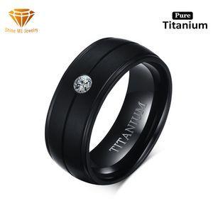 China High Quality Solid Titanium Ring Wholesale Pure Titanium Ring for Men Rhinestone IP Black Ring Jewelry Tr2016 for sale