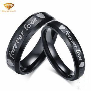 China Tungsten Steel Jewelry Forever Love Tungsten Gold Ring Couple Korean Version of Brashed Black Ring Tstr316 for sale