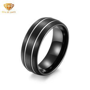 China 8mm Matte Two-Tone Tungsten Steel Ring Men's Black Ring Tsr023 for sale