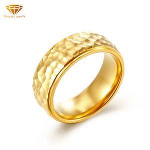 Quality Ins Niche Handmade Pounding Pattern Moon Pit Titanium Steel Rings Gender Neutral Male and Female Personality Cultural Handmade Jewelry Kr725 for sale