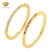 Quality Stainless Steel Thin Ring 1mm Color Zircon Ring Gold Women Fashion Jewelry for sale