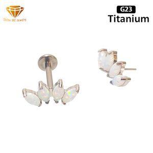China Implant Grade Titanium Threadless Push in Labret 4 Marquise Opal Top Sm0631 for sale