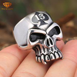 Quality European and American Retro Men's Titanium Steel Ring Trendy and Bold Steel Ring Silver Cracked Skull Ring Hfj1559 for sale