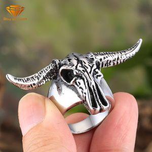 Quality Fashionable New Personalized Titanium Steel Polished Aries RAM Ring Titanium Steel Sheep Horn Skull Ring Hfj1581 for sale