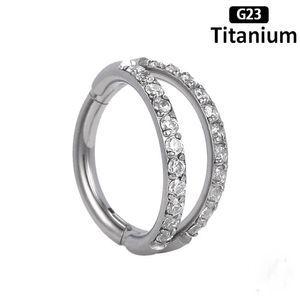 China G23 Titanium Jewelry Nose Ring Double Beveled Zircon Hinged Ring Tp2538 for sale