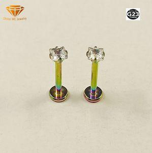China High Quality F136 Titanium Body Piercing Colorful Single Stone Thread Piercing for Lip Tp2906c for sale