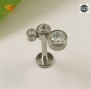 China Wholesale Fashion Jewelry Simple Personality White Stones G23 Titanium Body Jewelry Piercing for Lip Tpn017 for sale