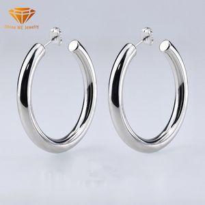 China European and American New Fashion Simple Earrings Round Hollow Wire Earrings Titanium Steel Ear Buckle Thick Earrings Ear Jewelry Female Hot-Sell Style Er0220 for sale