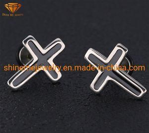 China Fashion Jewelry Creative Models Titanium Stainless Steel Round Buckle Cross Earrings for Men Er2934 for sale