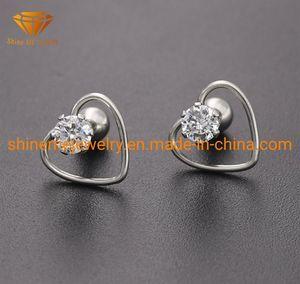 China Fashion Titanium Steel Heart Earrings Stainless Steel Needle Love Heart Shaped Zircon Earrings Female Jewelry Er2903 for sale