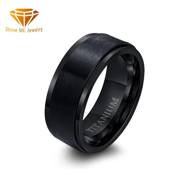Quality Fashion Jewelry IP Black Titanium Band Pure Titanium Wedding Ring for Men Tr2025 for sale