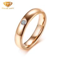 Quality New Product 4mm Width Single Zircon Tungsten Ring Korean Version Rose Gold Ring for sale